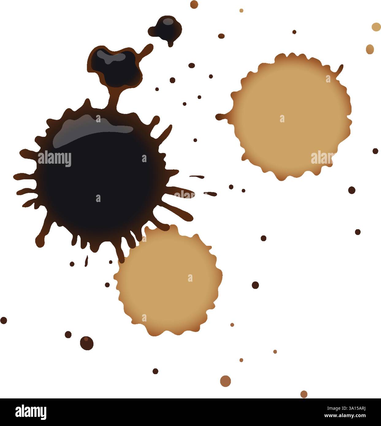 Vector illustration of coffee and wine stains with splatter effects ...