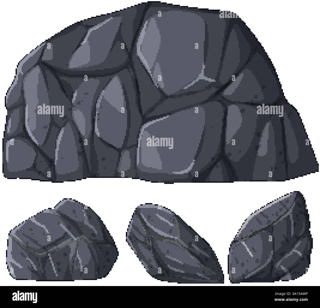 A collection of stylized rock illustrations featuring smooth, angular ...
