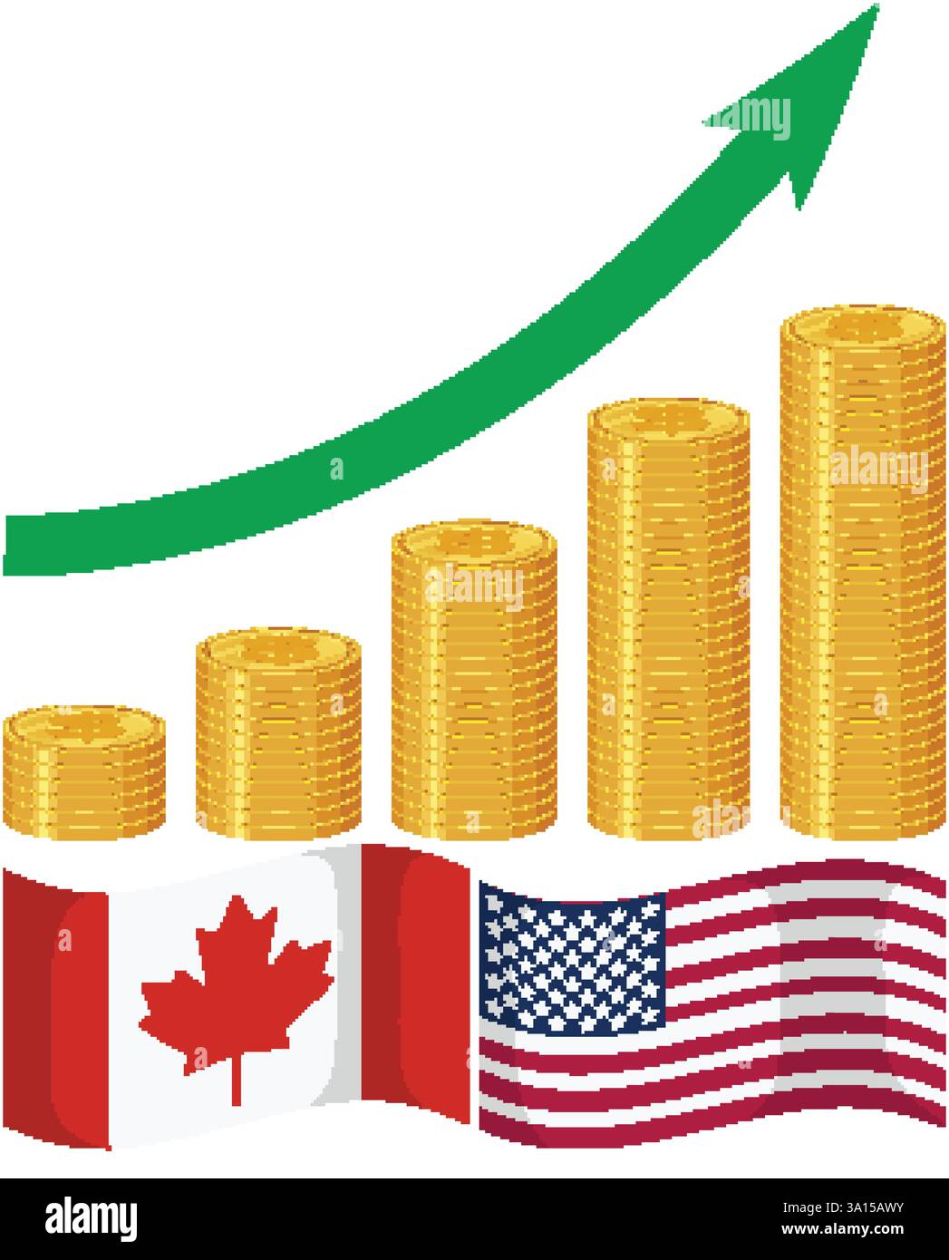 Rising coins with Canadian and American flags Stock Vector Image & Art ...