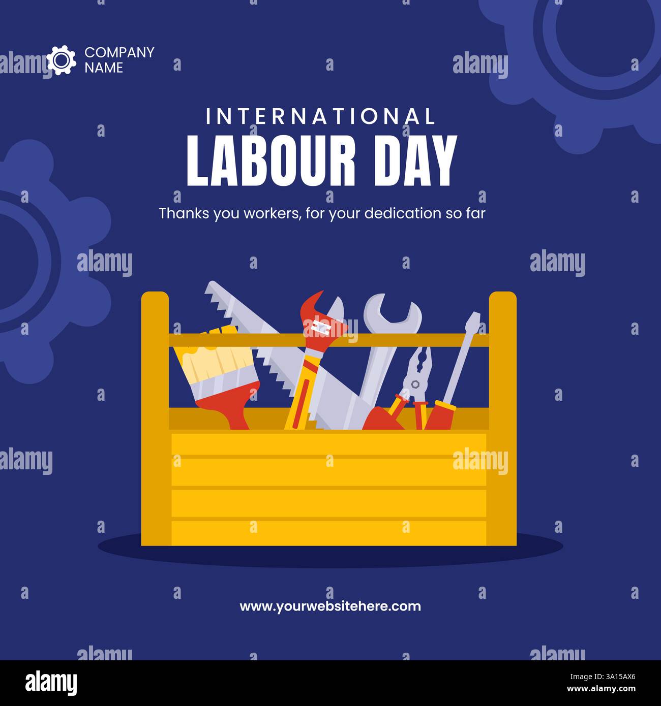 Labour Day Social Media Design with Flat Style Cartoon Workers ...