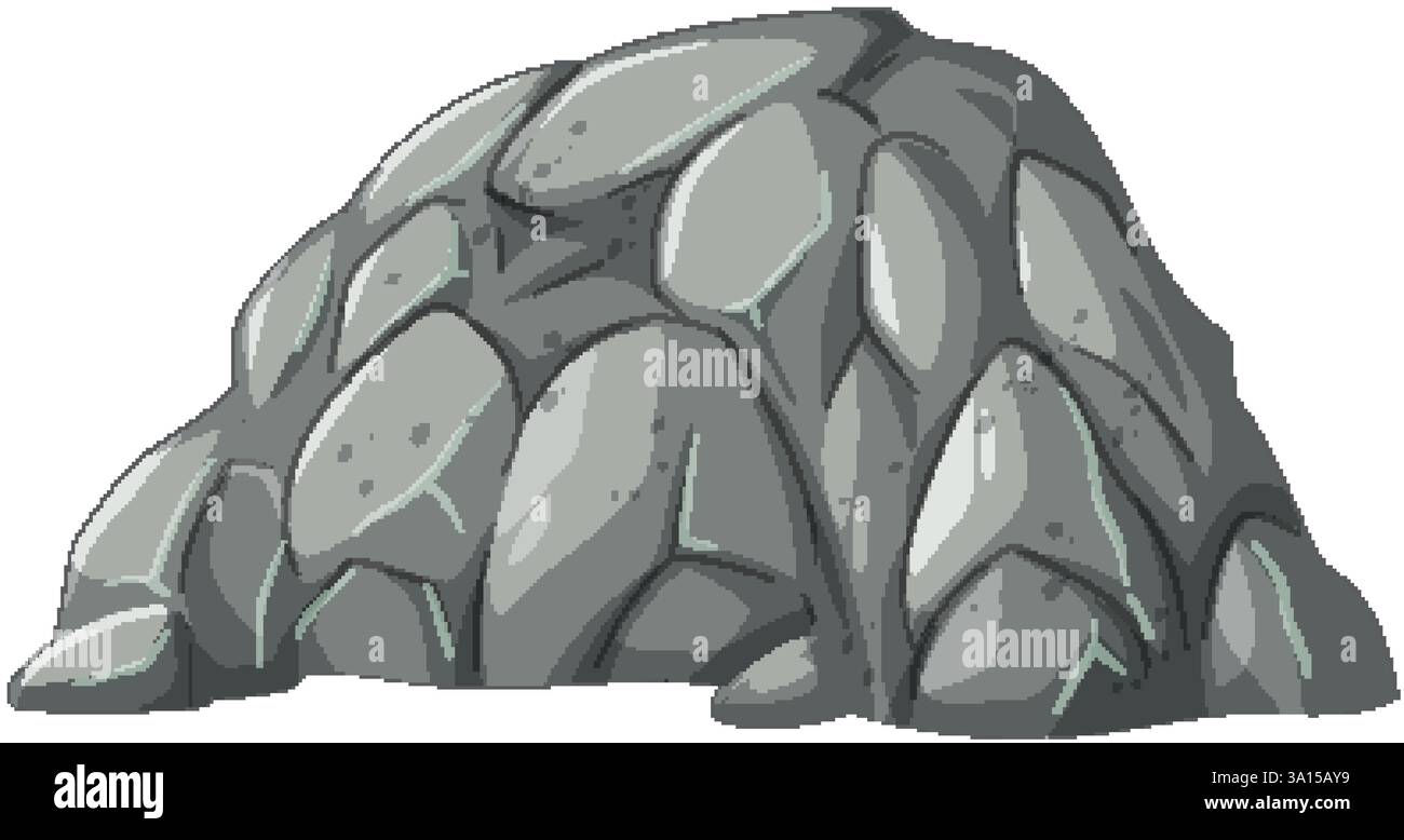 Vector illustration of a stylized rock formation with smooth shading ...
