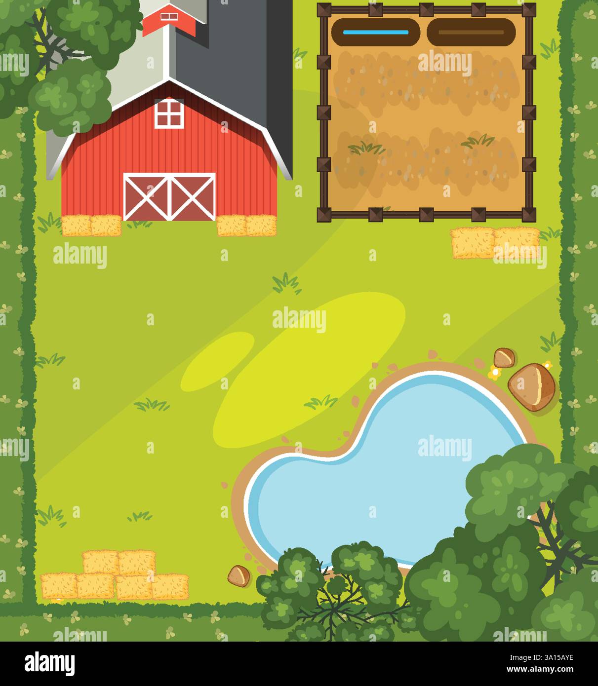 Farm fence aerial view Stock Vector Images - Alamy