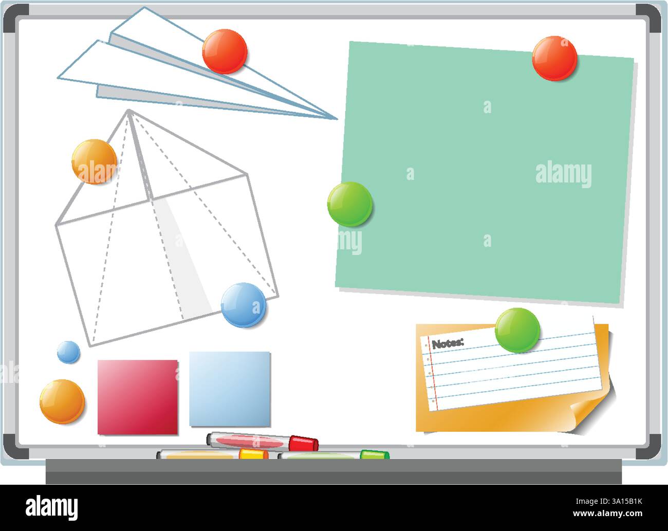 Colorful magnets and notes on a whiteboard Stock Vector Image & Art - Alamy