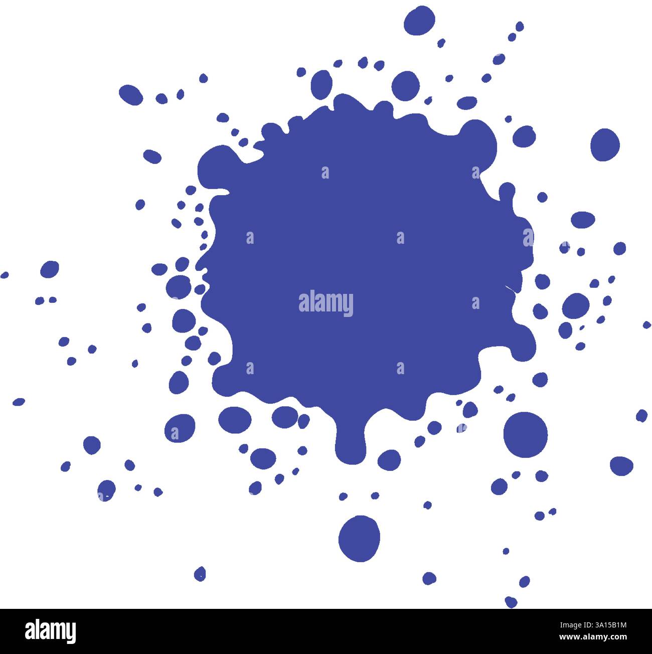 Dynamic vector illustration of a blue ink splash with scattered ...