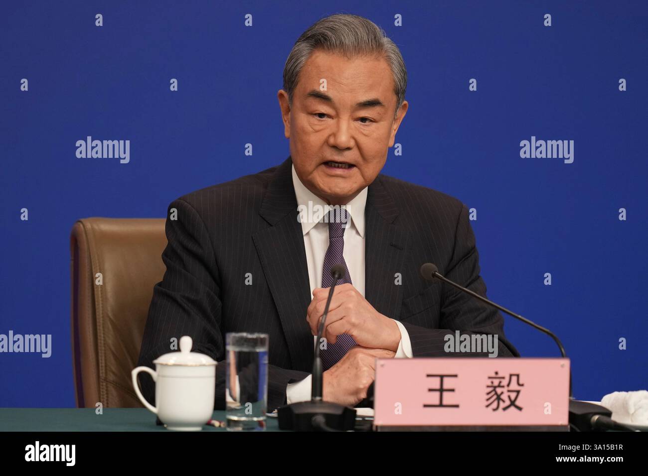 Chinese Foreign Minister Wang Yi speaks during a press conference on ...
