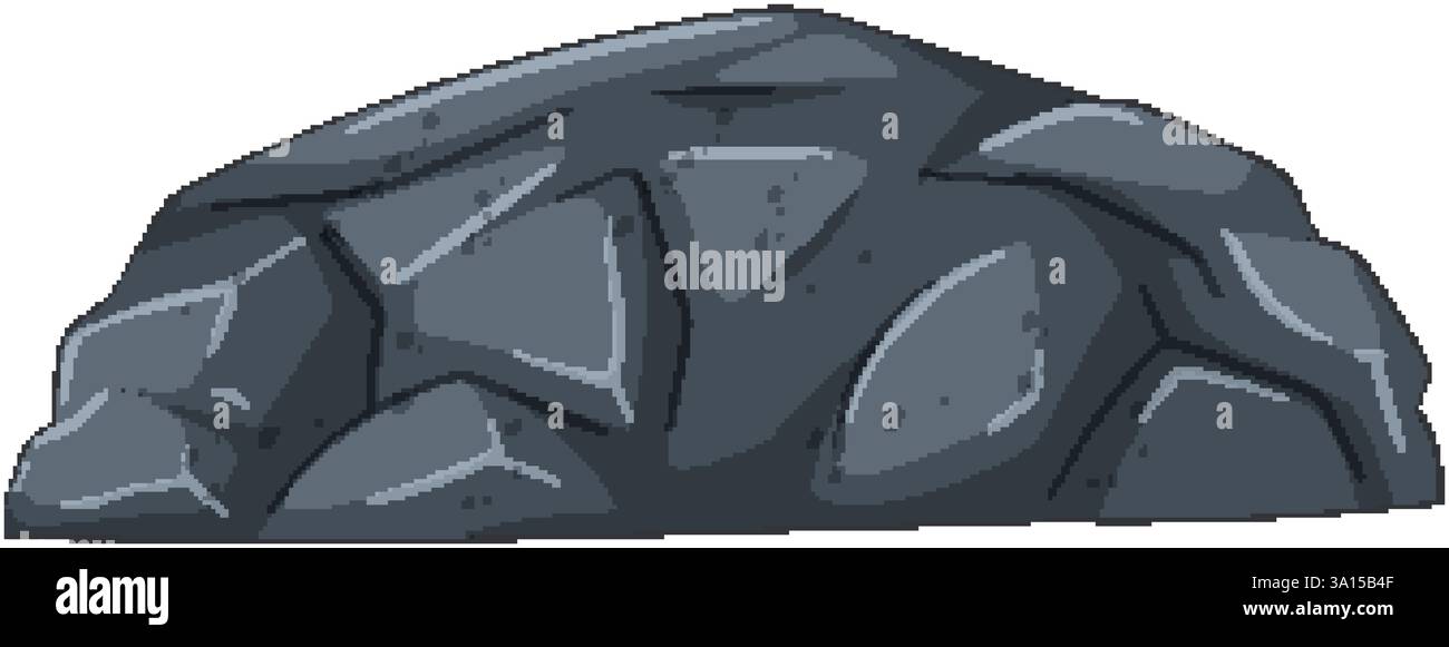 A detailed vector illustration of a rock, featuring a stylized design ...