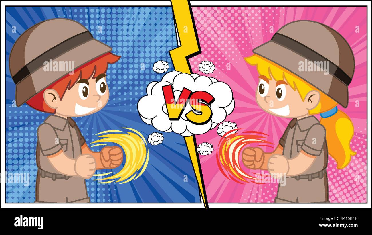 Two cartoon characters facing off playfully Stock Vector Image & Art ...