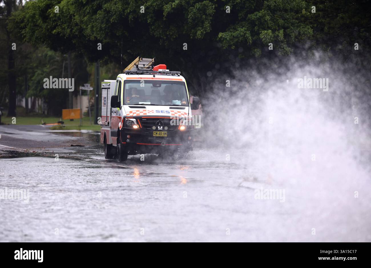 SES Vehichle on a flooded Ewingsdale road in Byron Bay March 7, 2025. A ...