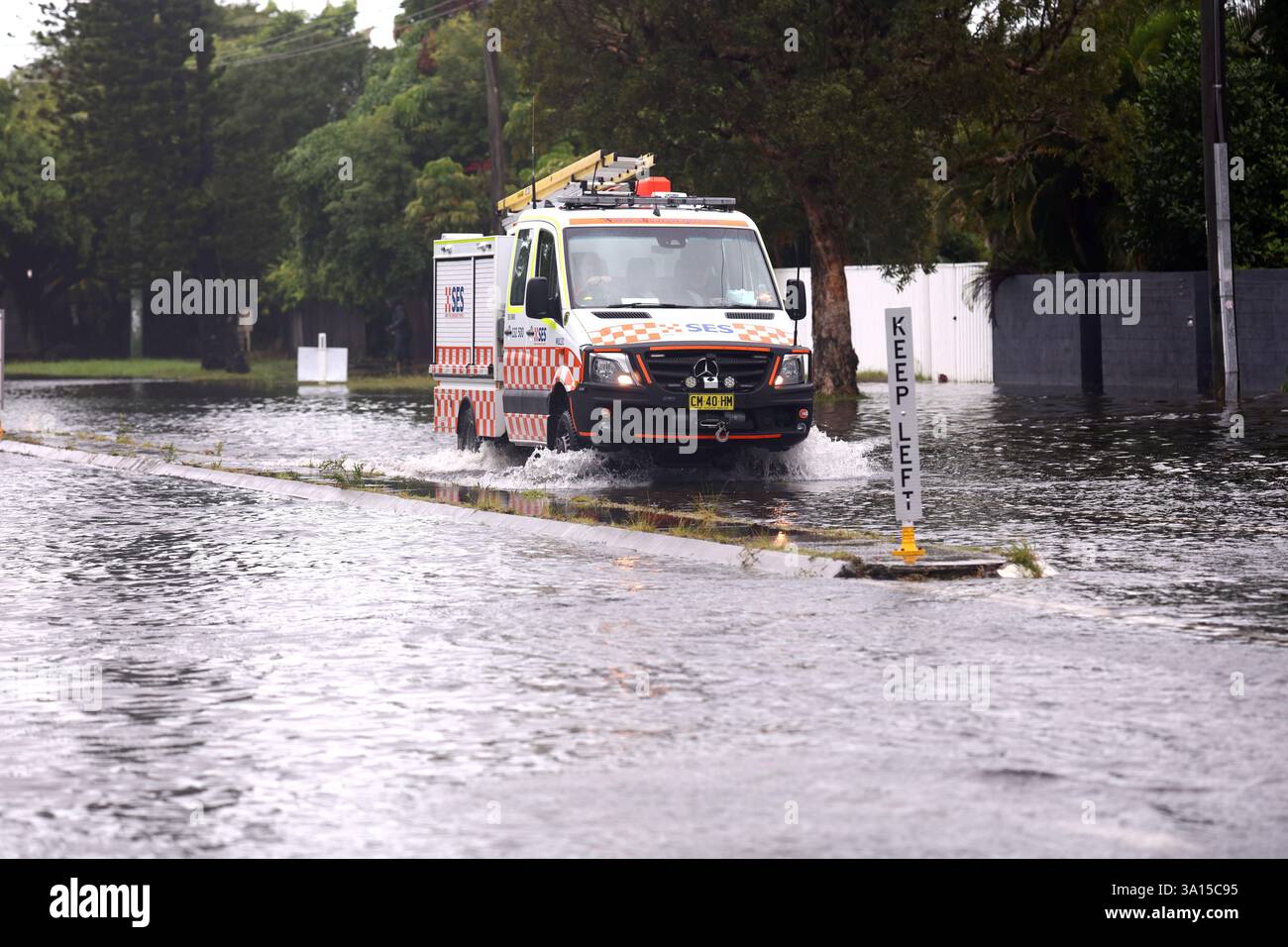 SES Vehichle on a flooded Ewingsdale road in Byron Bay March 7, 2025. A ...