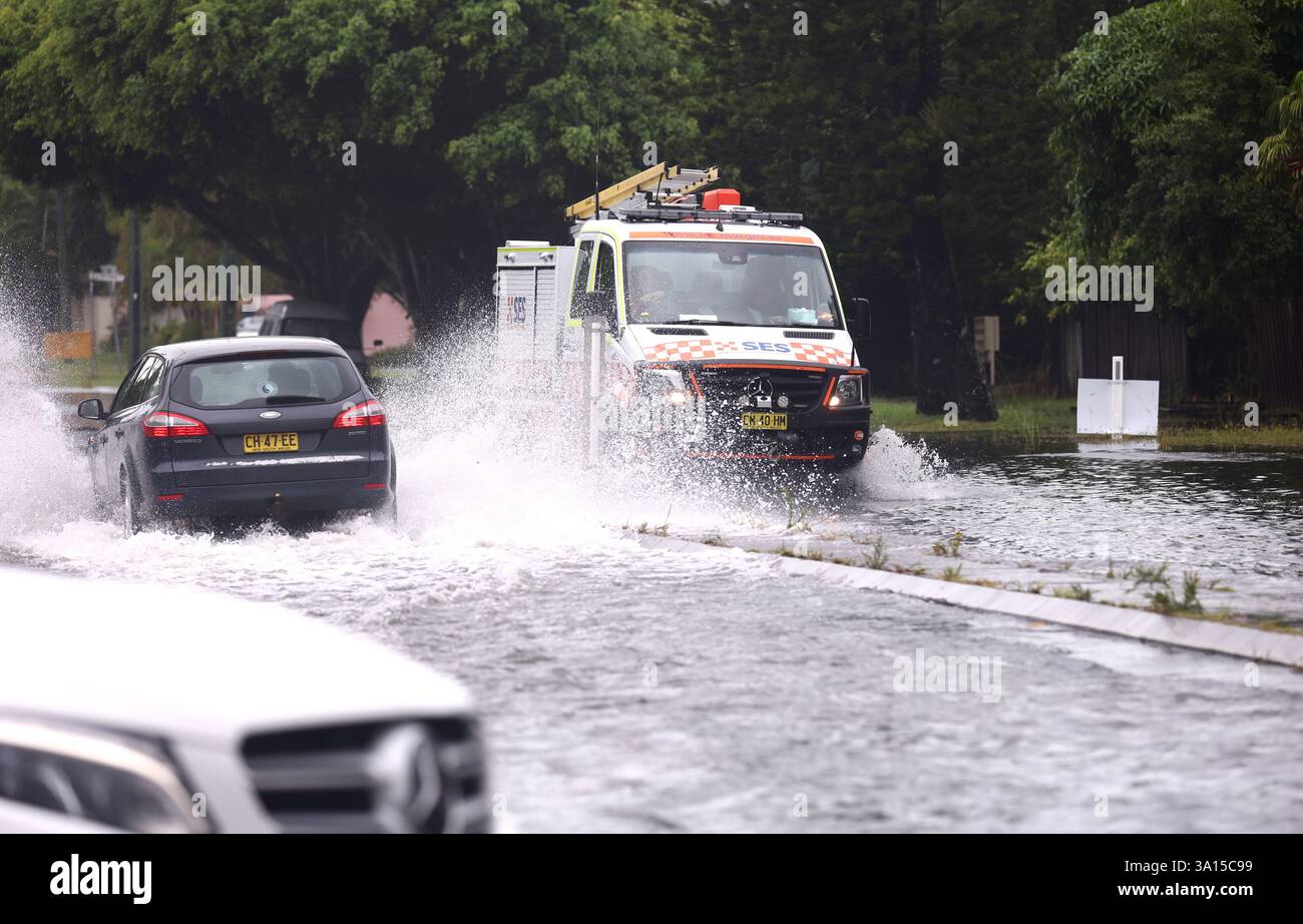 SES Vehichle on a flooded Ewingsdale road in Byron Bay March 7, 2025. A ...