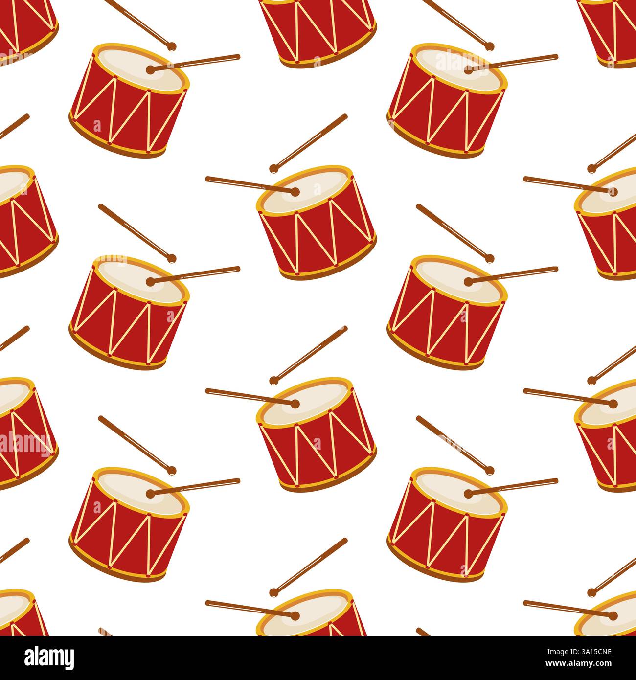 This design showcases repeating red drums with golden accents and ...