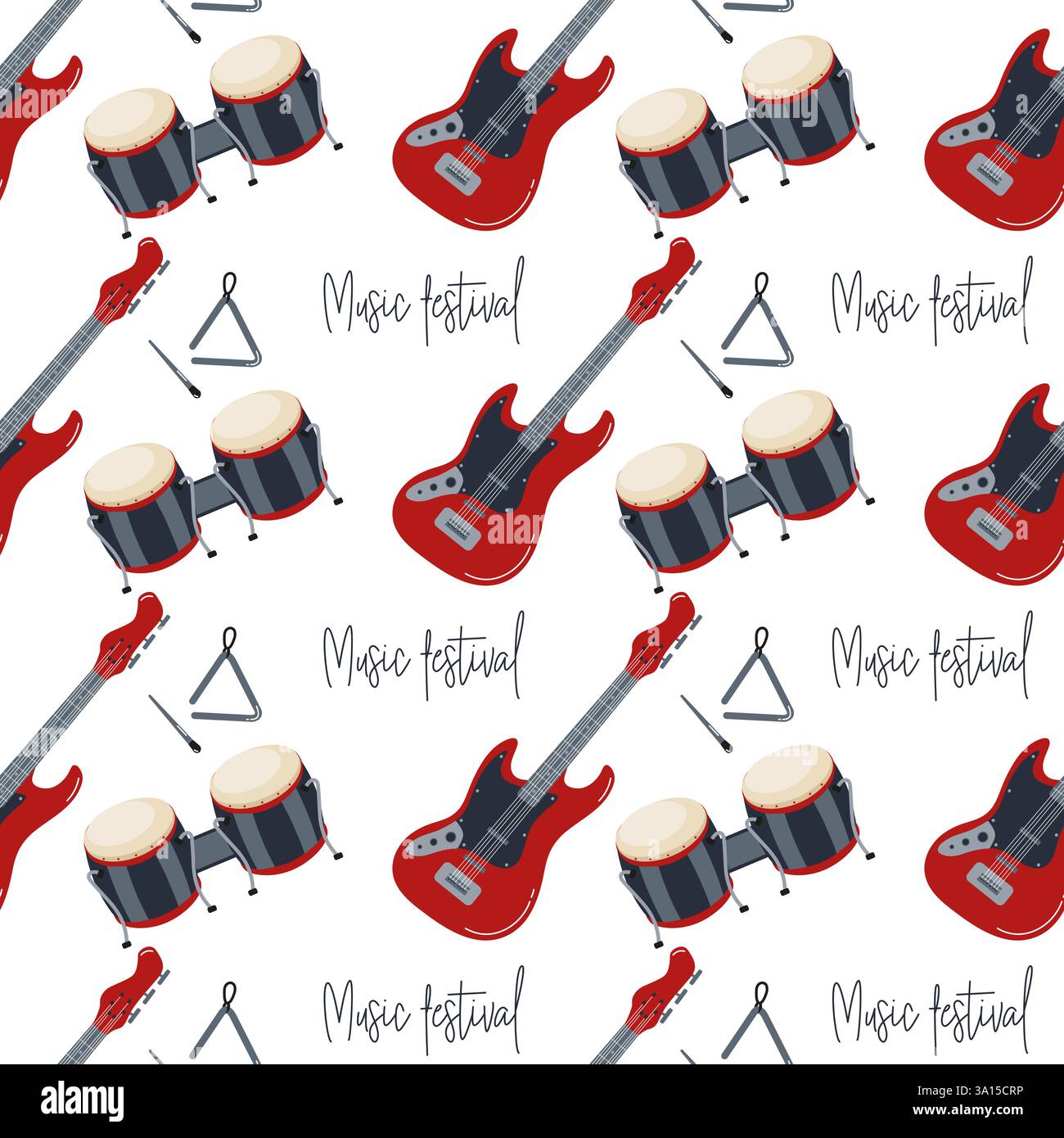Red instruments and musical notes decorate background for music ...
