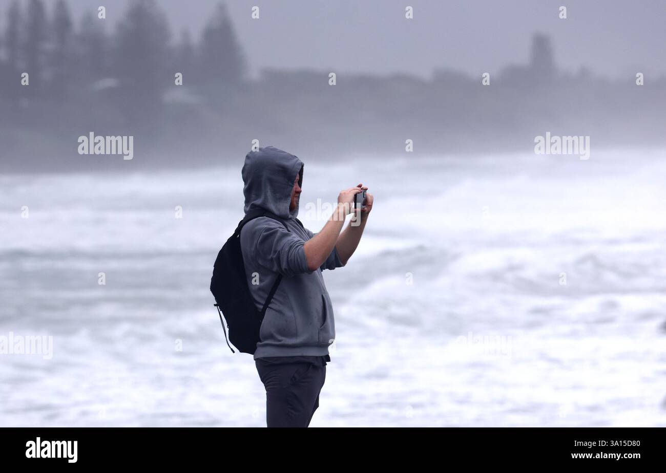 Scenes at Main Beach in Byron Bay March 7, 2025. A tropical cyclone set ...