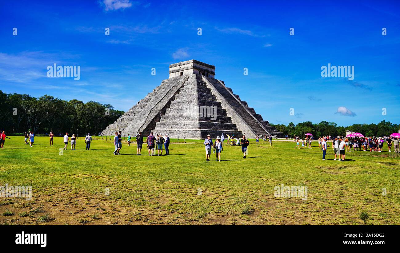 Chichen Itza,Mexico,October 21,2024-Tourists at the Temple Pyramid of ...