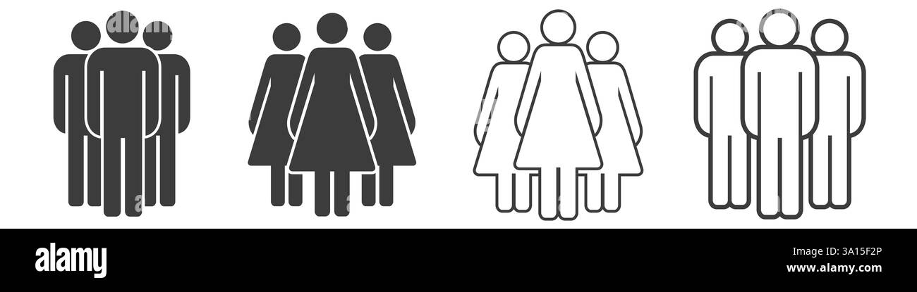 Gender balance. Black and line icon. People infographics icon. Two ...