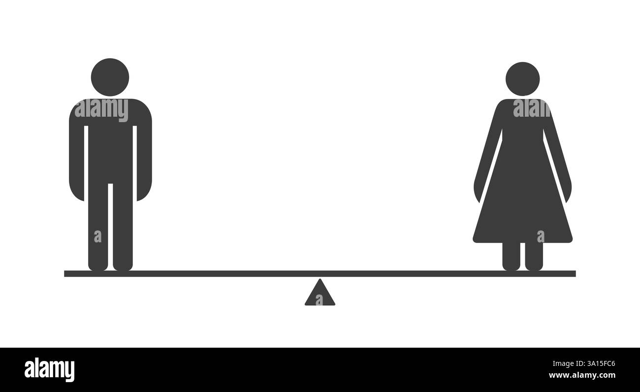 Gender balance. Silhouette icon. The ratio of men and women in society ...