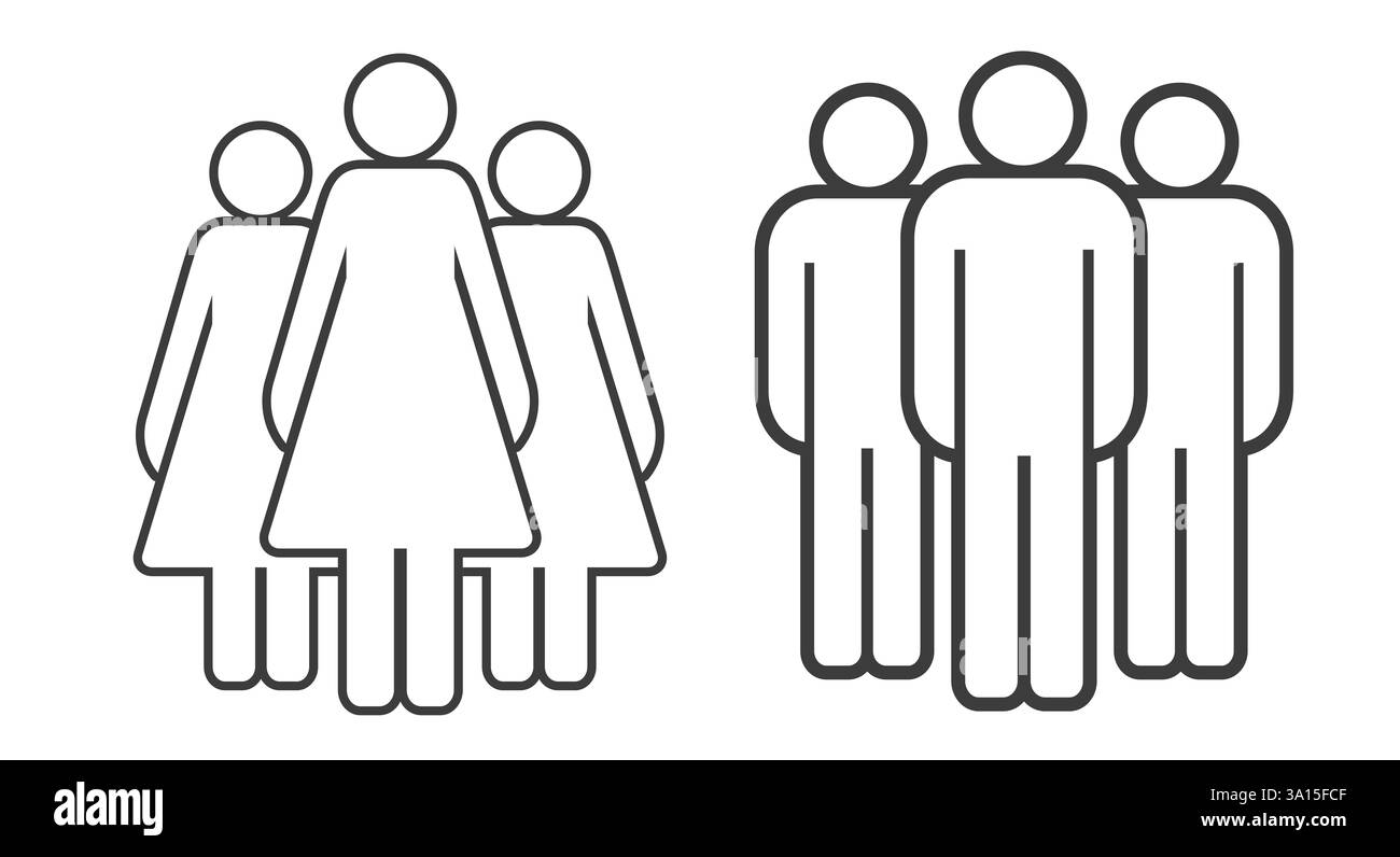 Gender balance. Line icon. People infographics icon. Two small groups ...