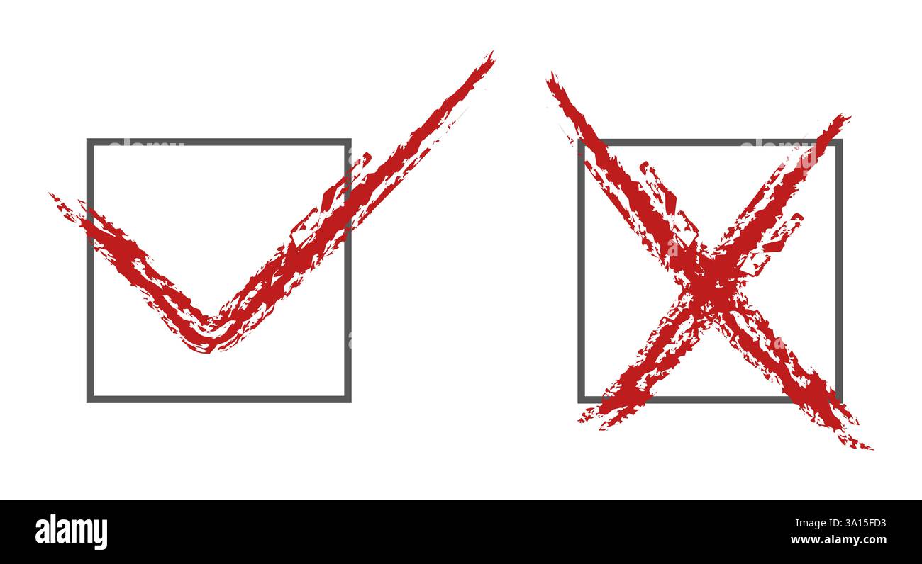 Voting checkmarks. Voting for and against. American elections. Flat ...