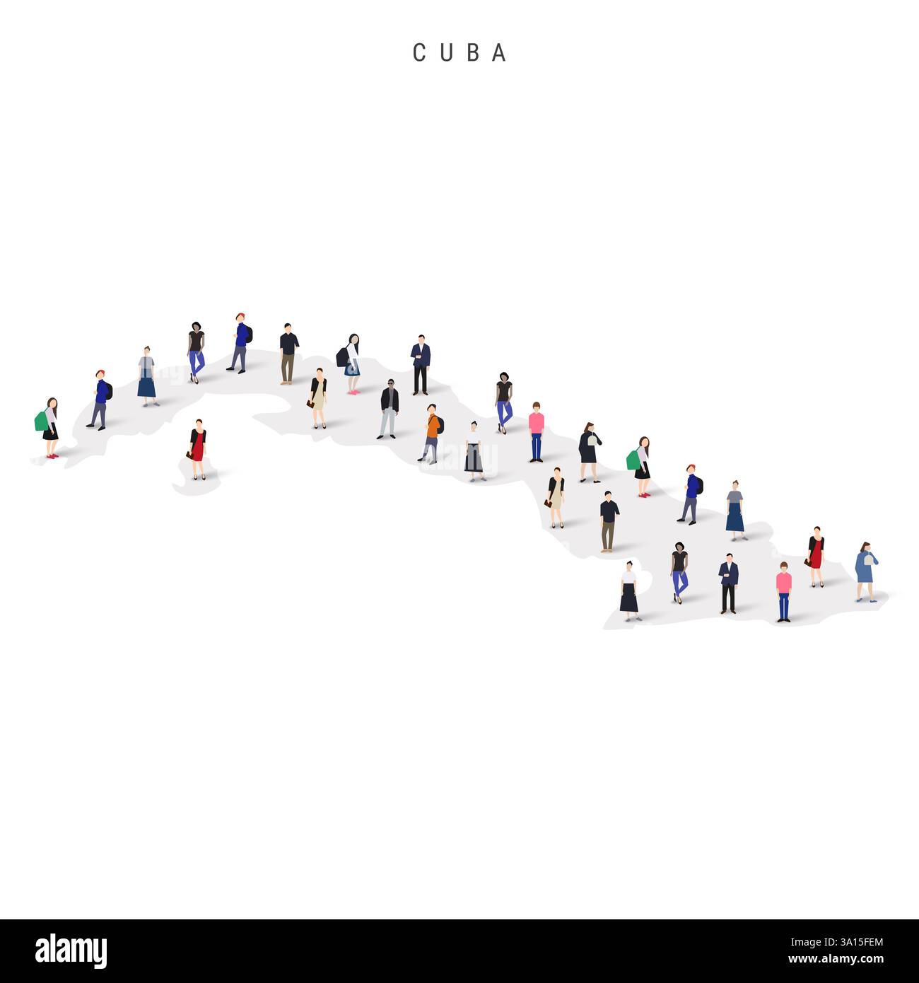 Cuba population map. Large group of realistic a diverse crowd of people ...
