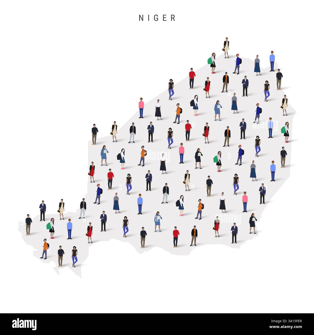 Niger population map. Large group of realistic a diverse crowd of ...