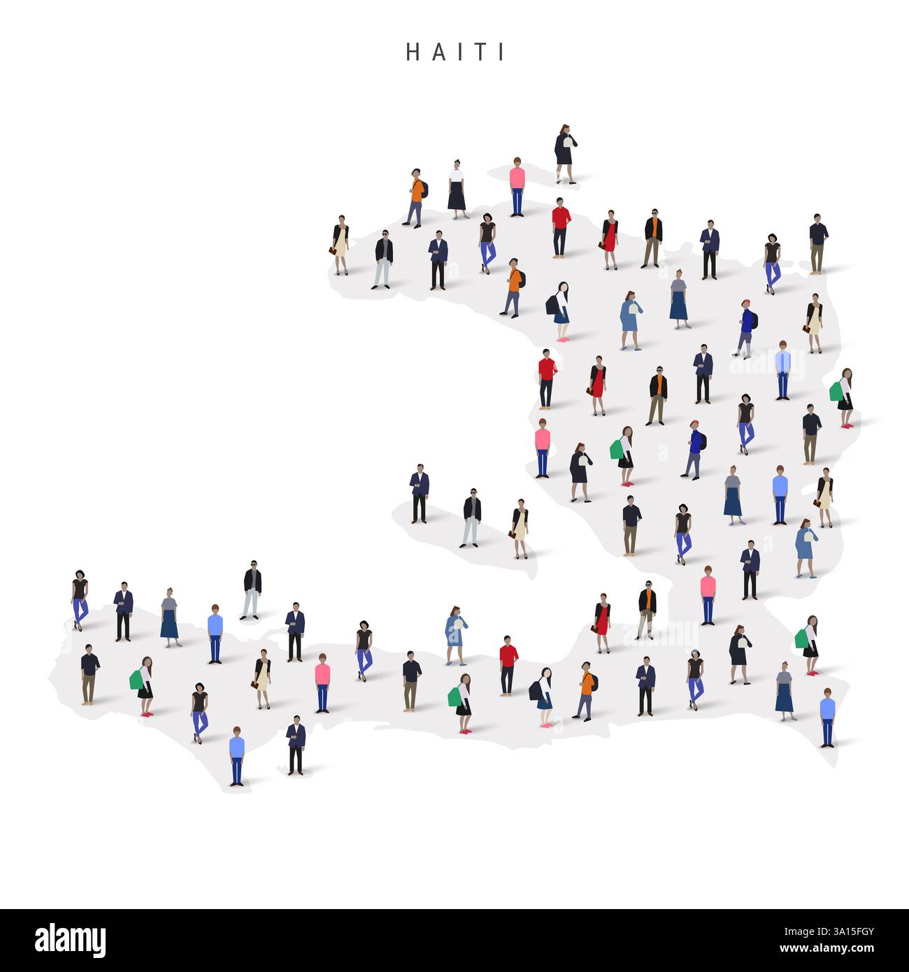 Haiti population map. Large group of realistic a diverse crowd of ...