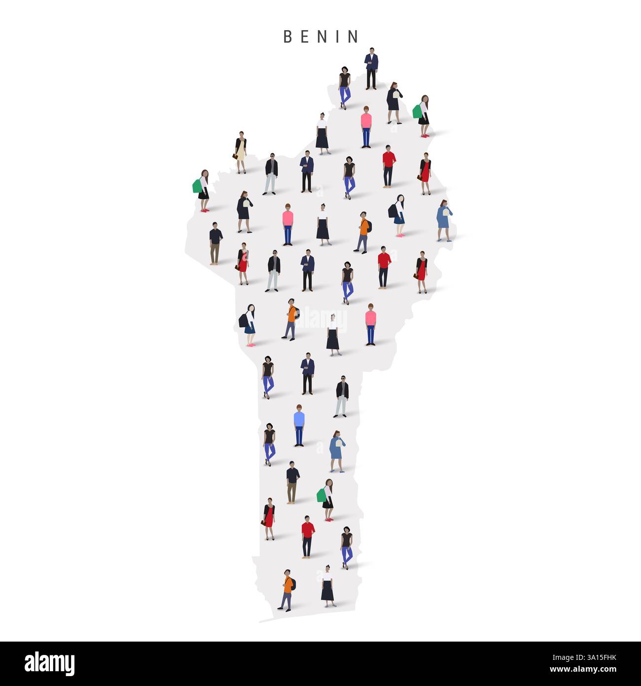 Benin population map. Large group of realistic a diverse crowd of ...