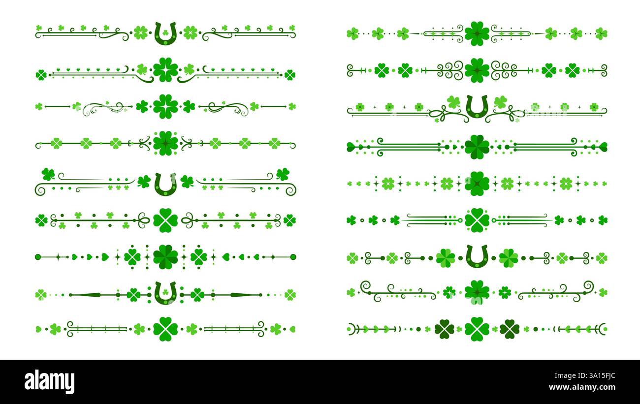 St Patrick day shamrocks clover border frame dividers for Irish holiday ...