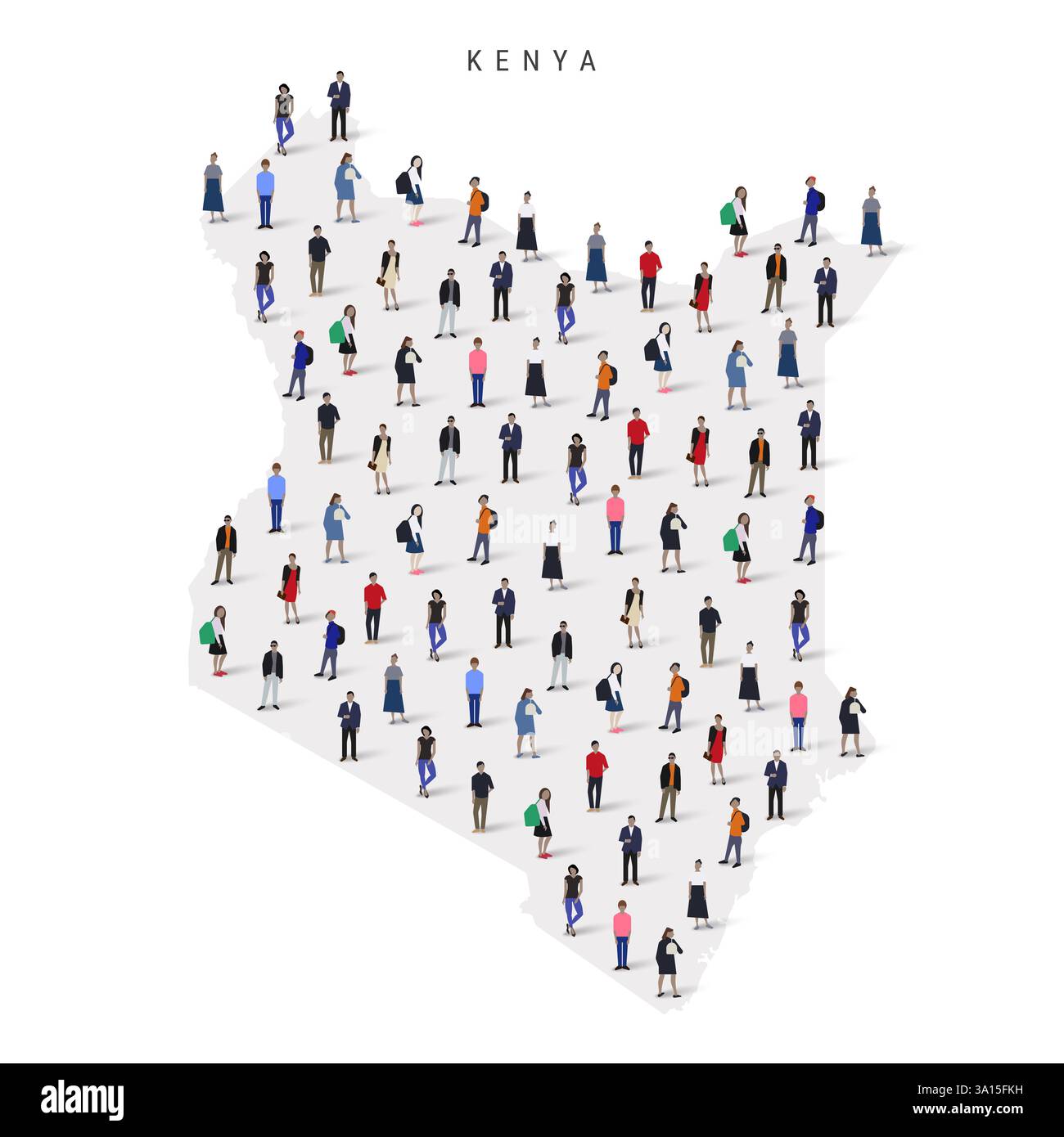 Kenya population map. Large group of realistic a diverse crowd of ...