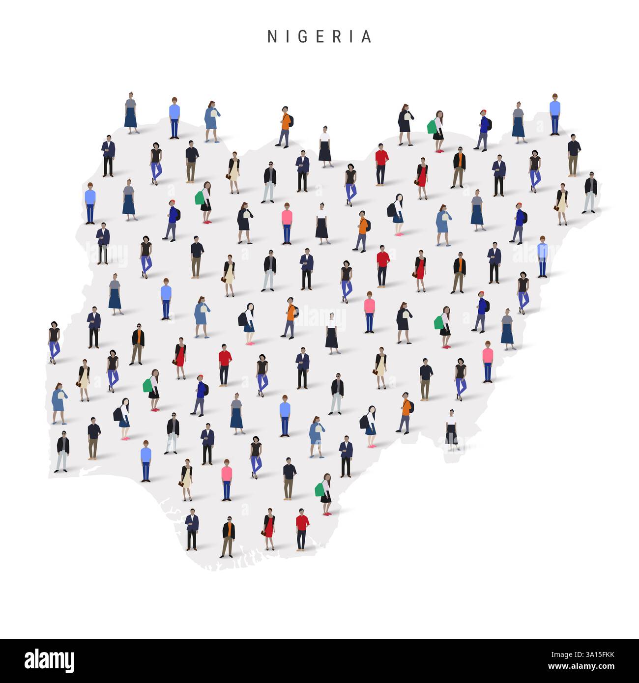 Nigeria population map. Large group of realistic a diverse crowd of ...