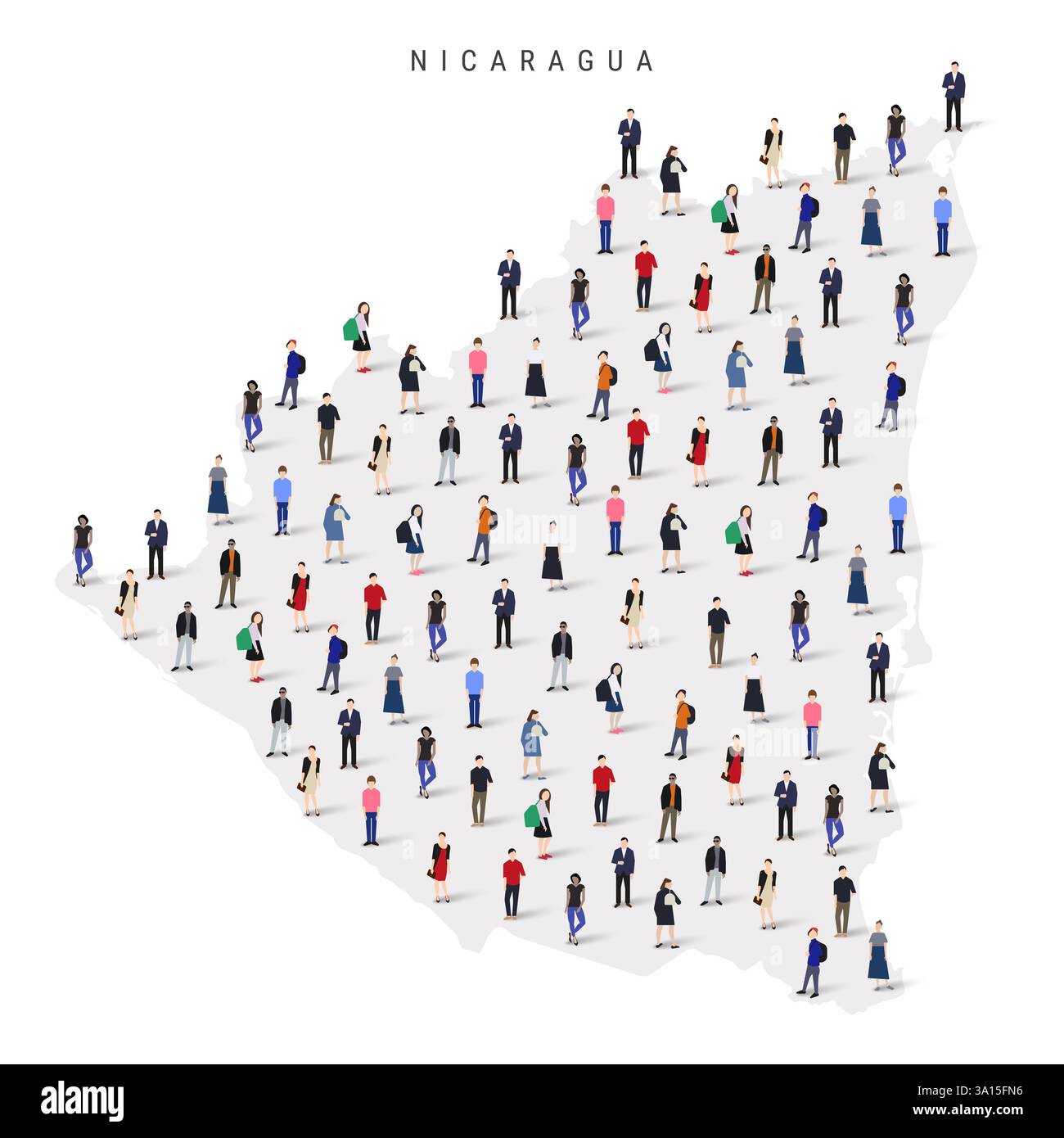 Nicaragua population map. Large group of realistic a diverse crowd of ...