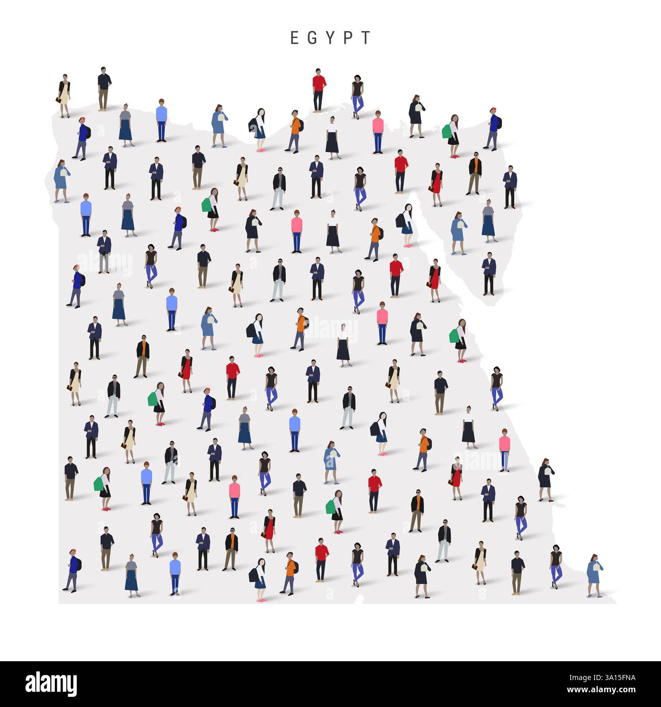 Egypt population map. Large group of realistic a diverse crowd of ...