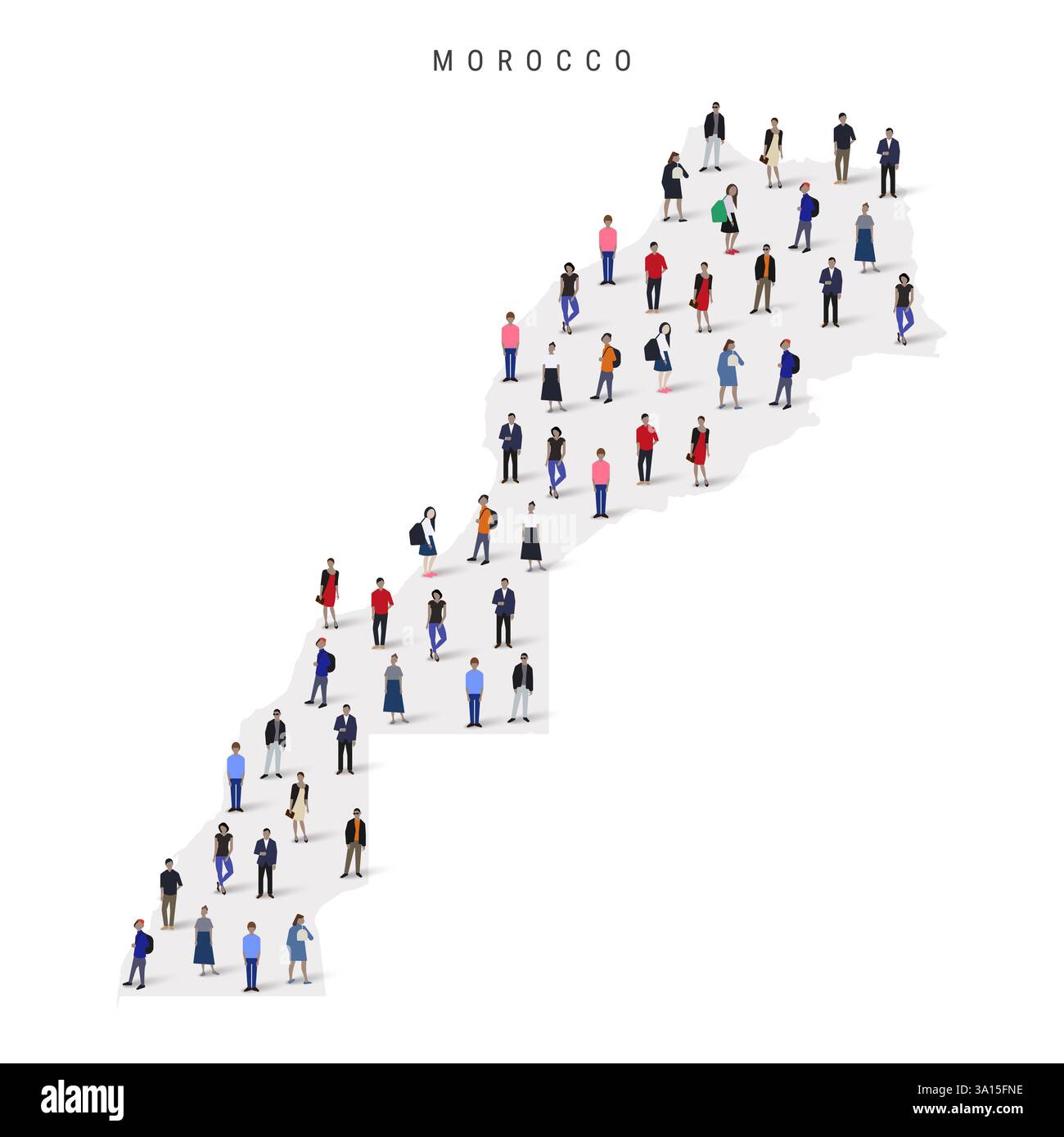 Morocco population map. Large group of realistic a diverse crowd of ...