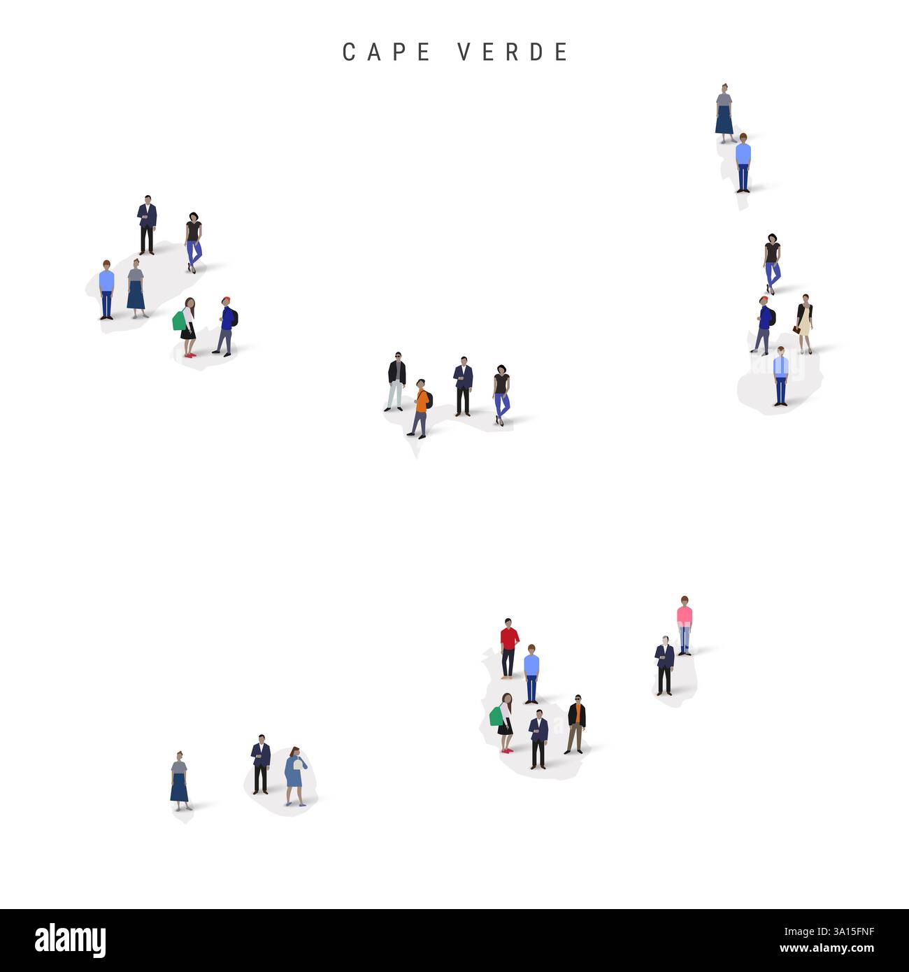 Cape Verde population map. Large group of realistic a diverse crowd of ...