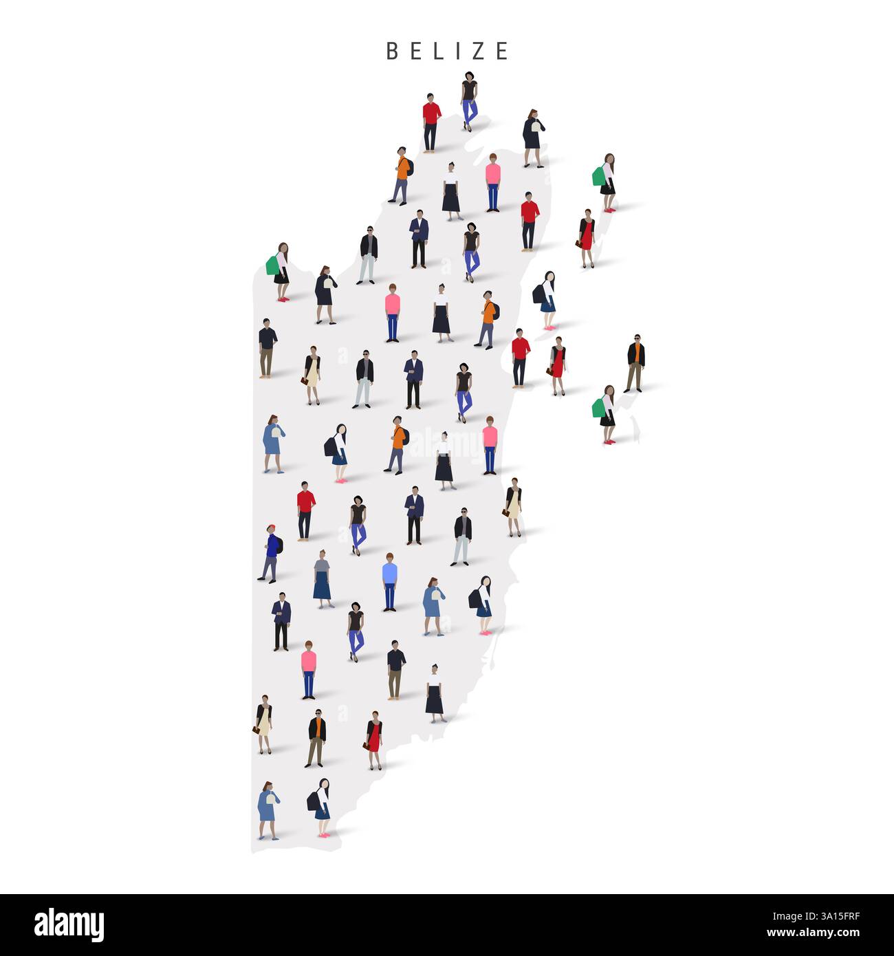 Belize population map. Large group of realistic a diverse crowd of ...