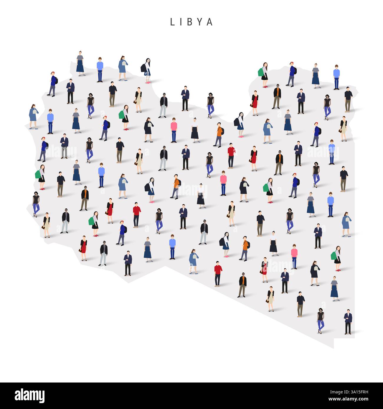 Libya population map. Large group of realistic a diverse crowd of ...