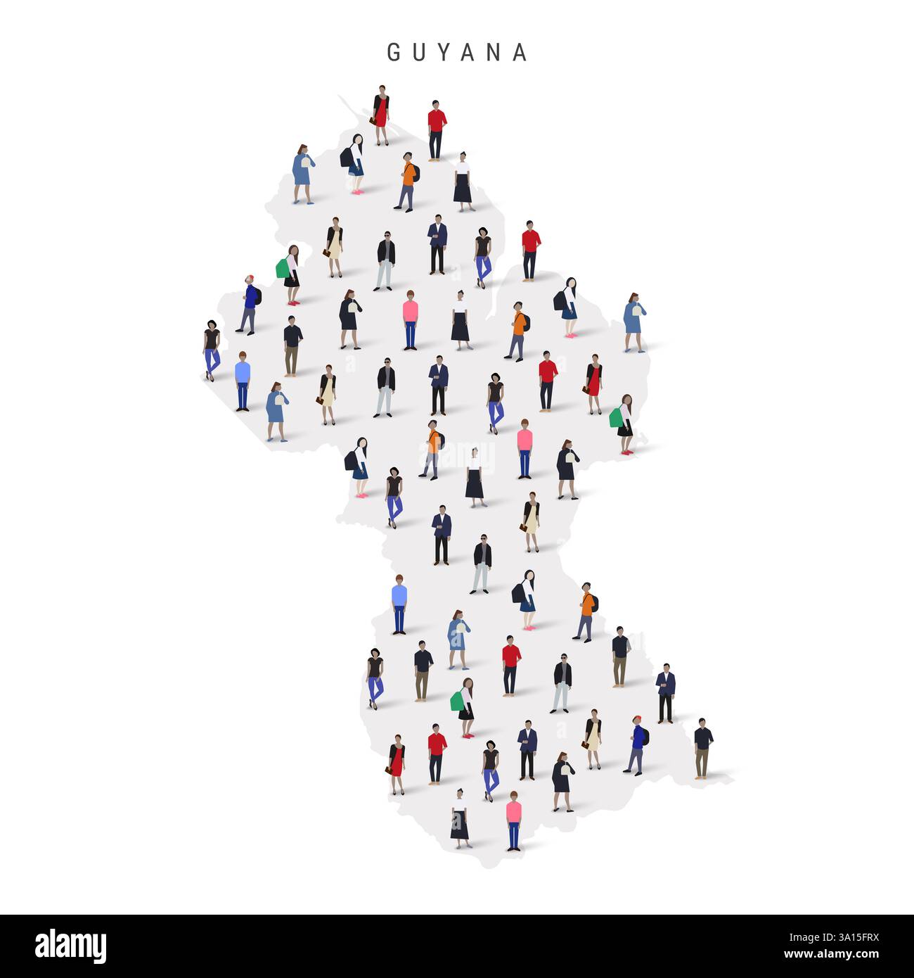 Guyana population map. Large group of realistic a diverse crowd of ...