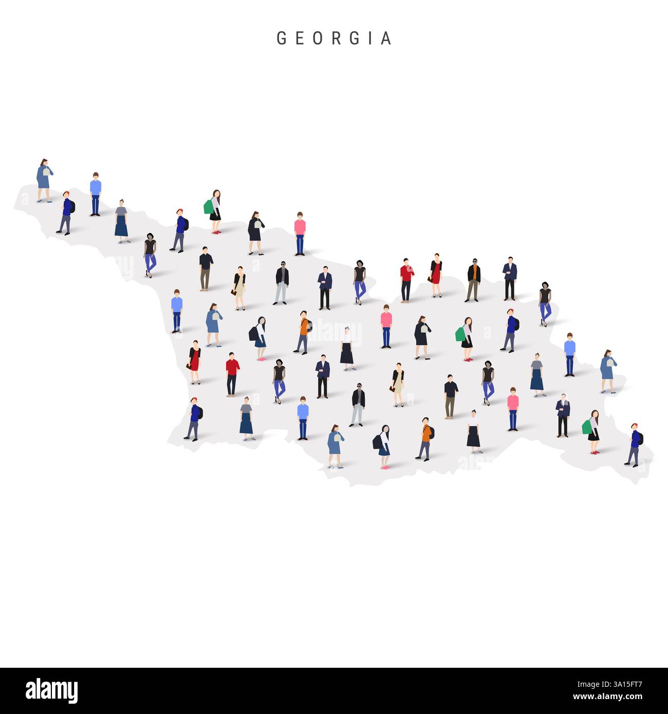 Georgia population map. Large group of realistic a diverse crowd of ...