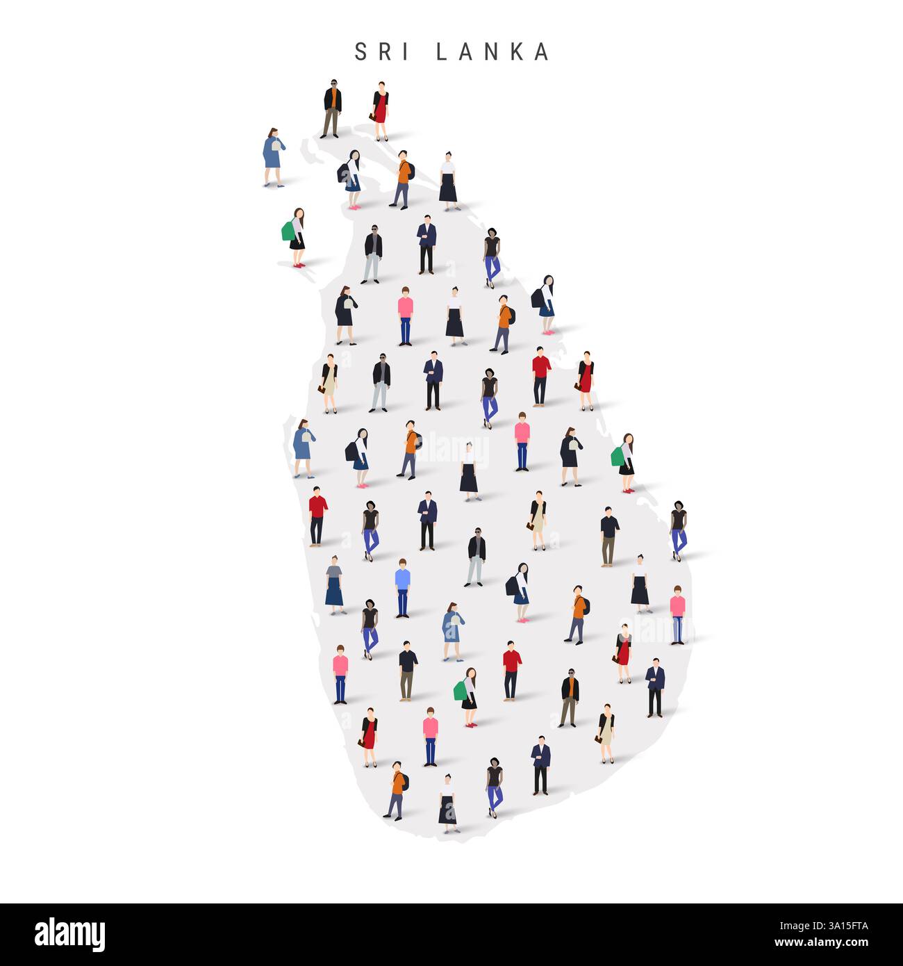 Sri Lanka population map. Large group of realistic a diverse crowd of ...