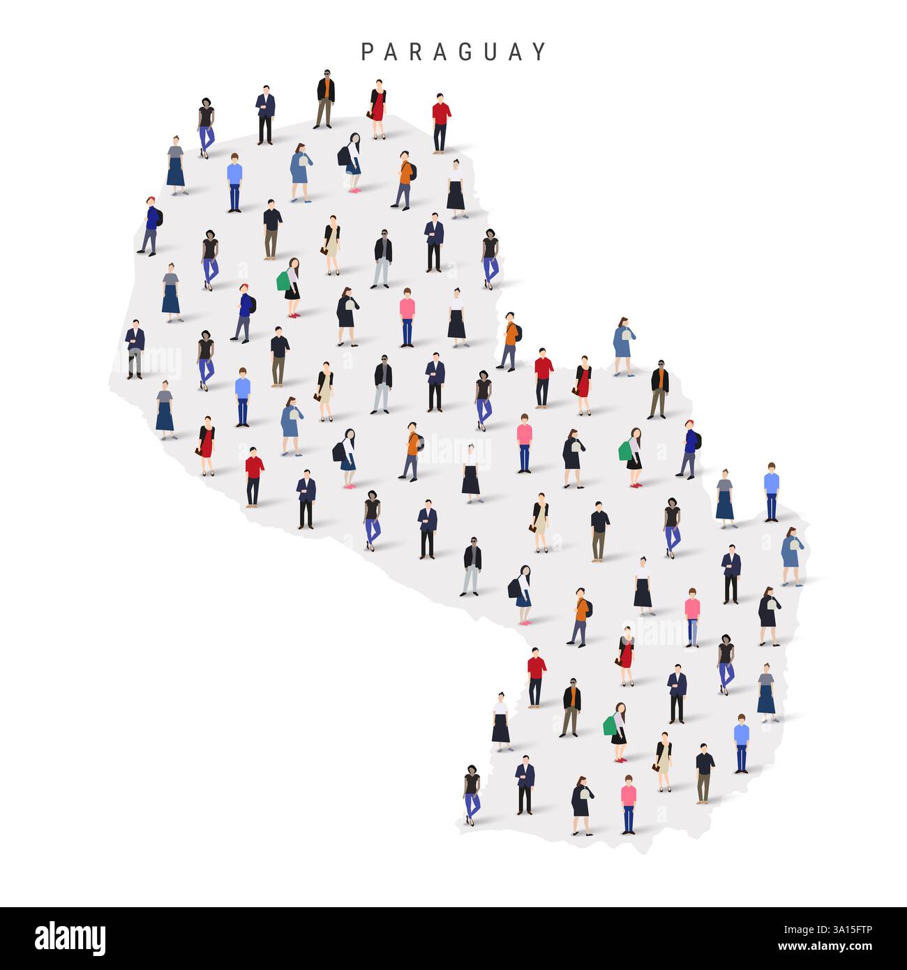 Paraguay population map. Large group of realistic a diverse crowd of ...