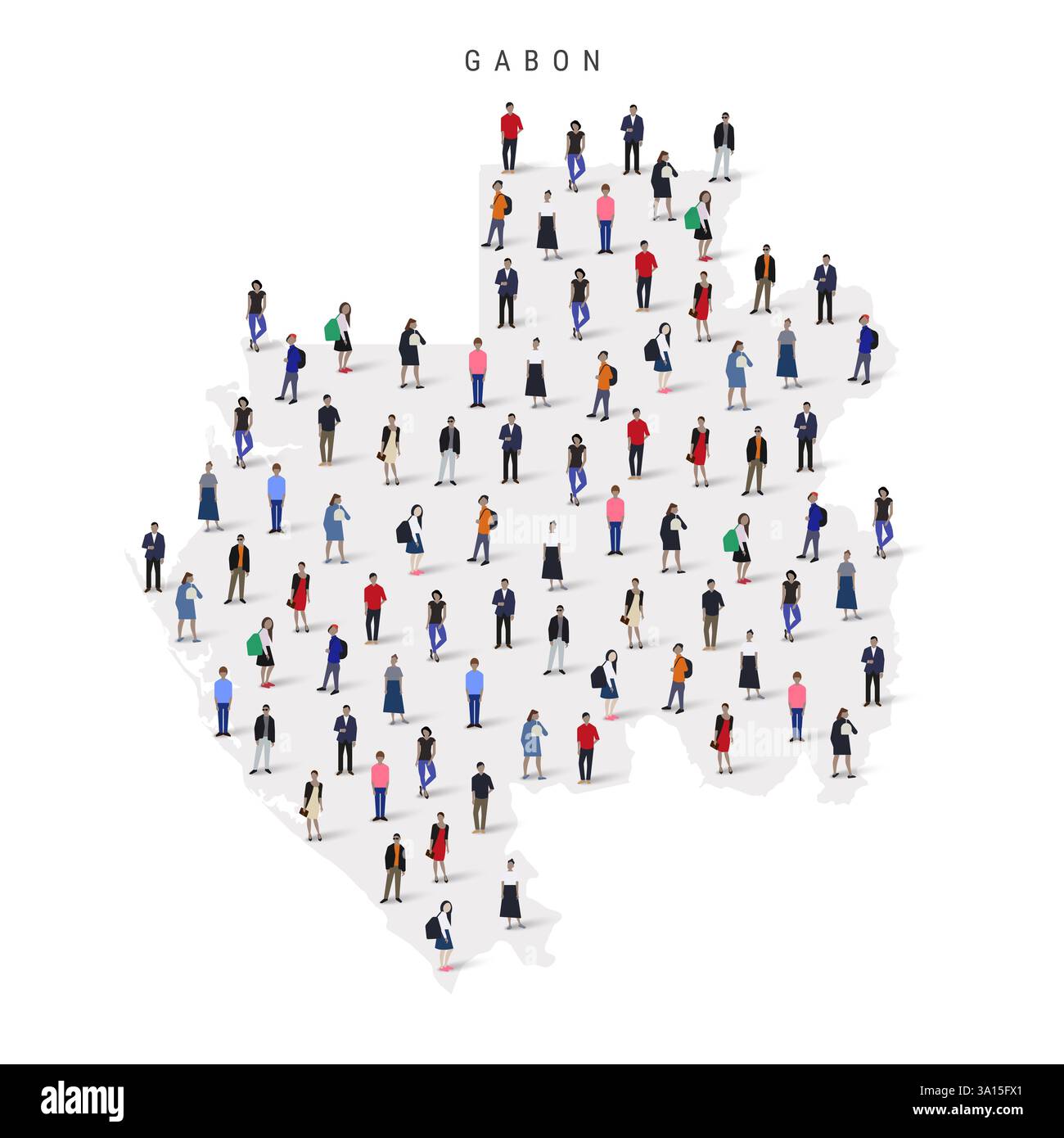 Gabon population map. Large group of realistic a diverse crowd of ...