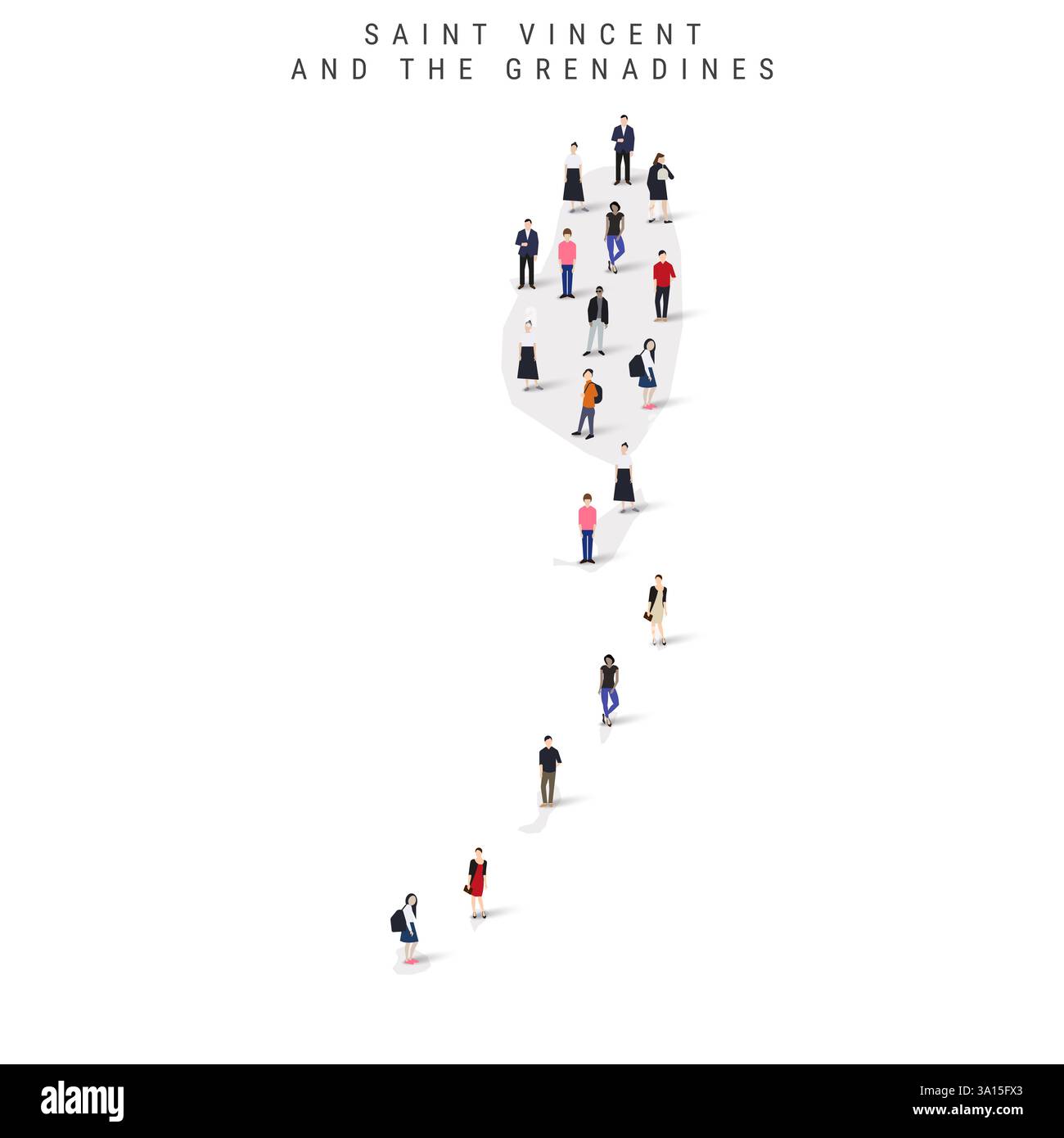 Saint Vincent and the Grenadines population map. Large group of ...