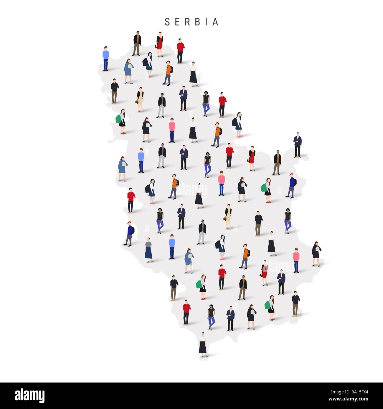 Serbia population map. Large group of realistic a diverse crowd of ...