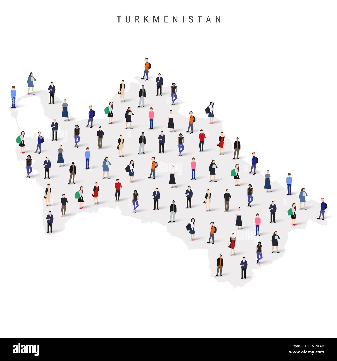 Turkmenistan population map. Large group of realistic a diverse crowd ...