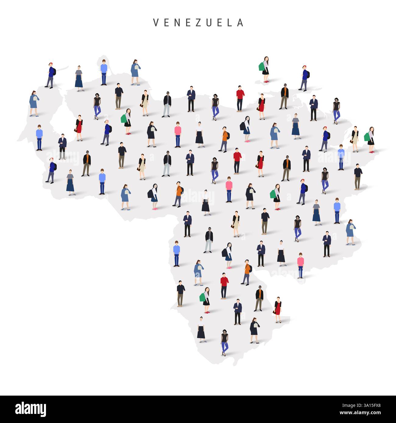 Venezuela population map. Large group of realistic a diverse crowd of ...
