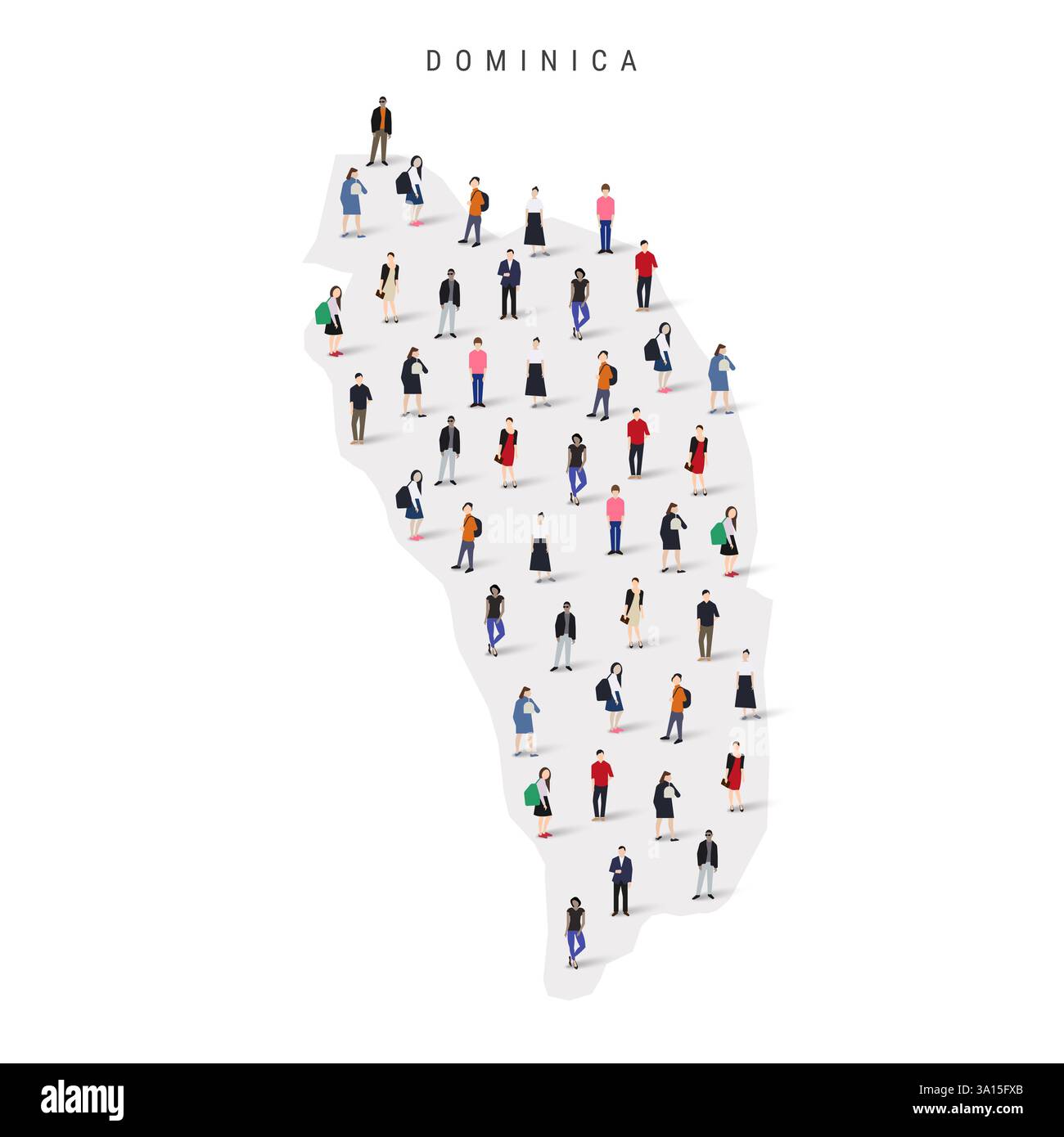 Dominica population map. Large group of realistic a diverse crowd of ...