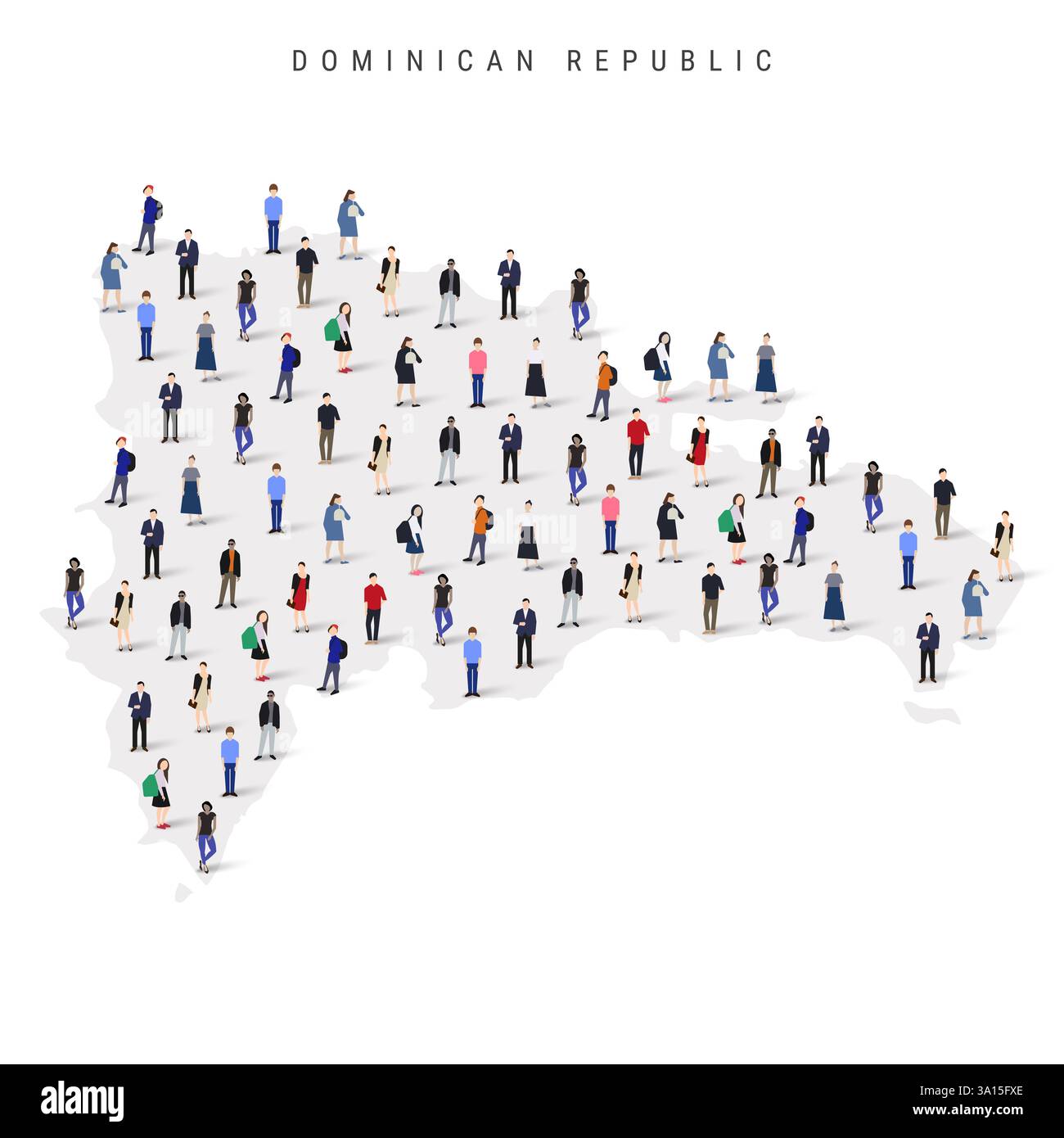 Dominican Republic population map. Large group of realistic a diverse ...