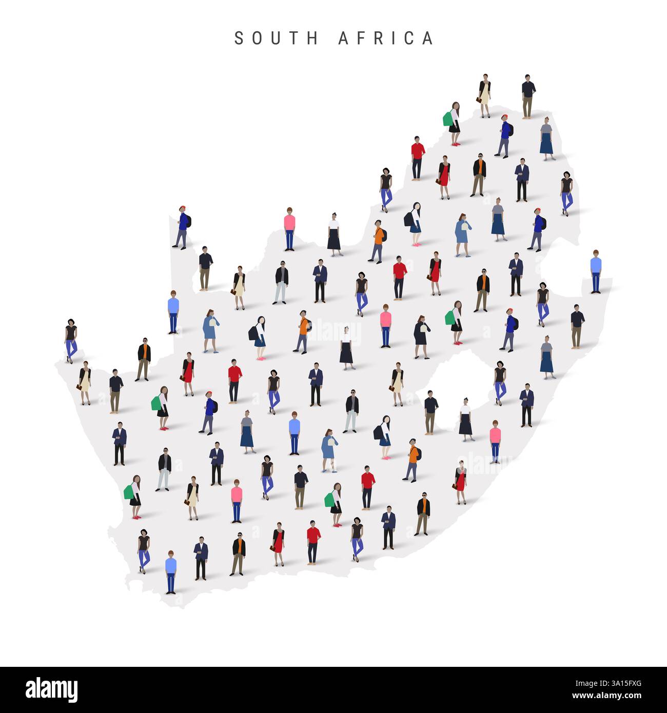 South Africa population map. Large group of realistic a diverse crowd ...