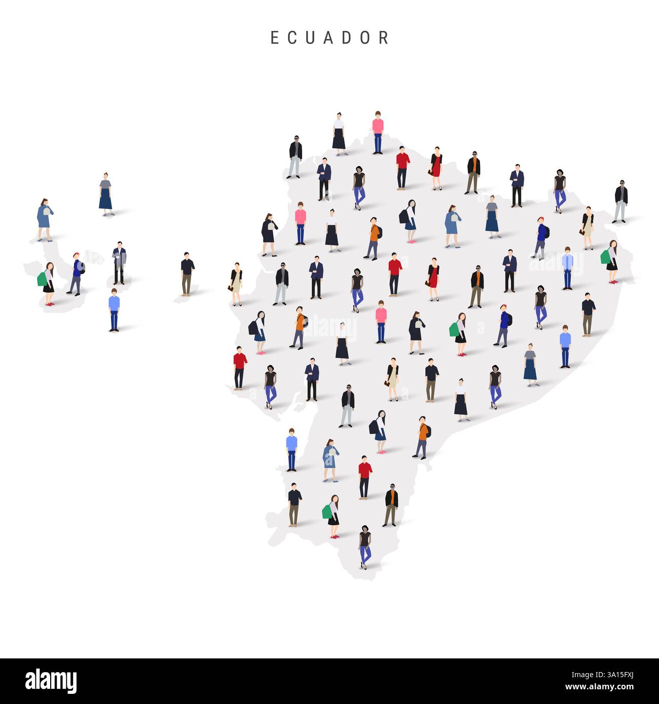 Ecuador population map. Large group of realistic a diverse crowd of ...