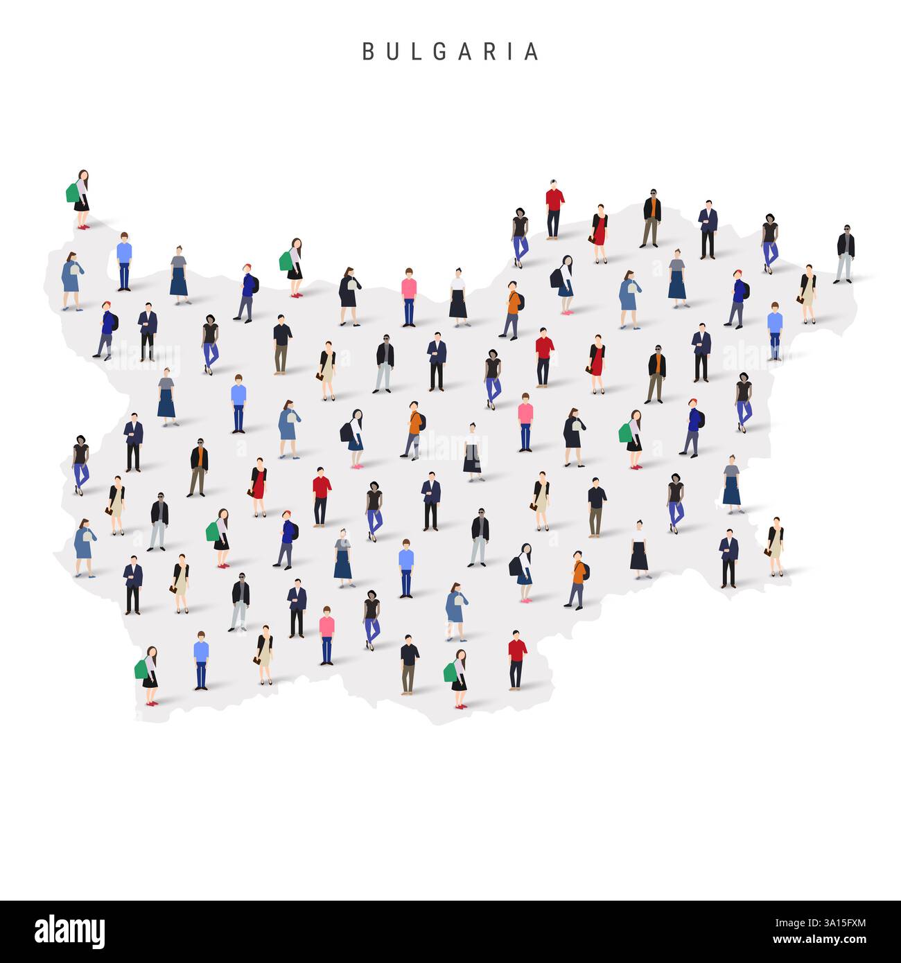 Bulgaria population map. Large group of realistic a diverse crowd of ...