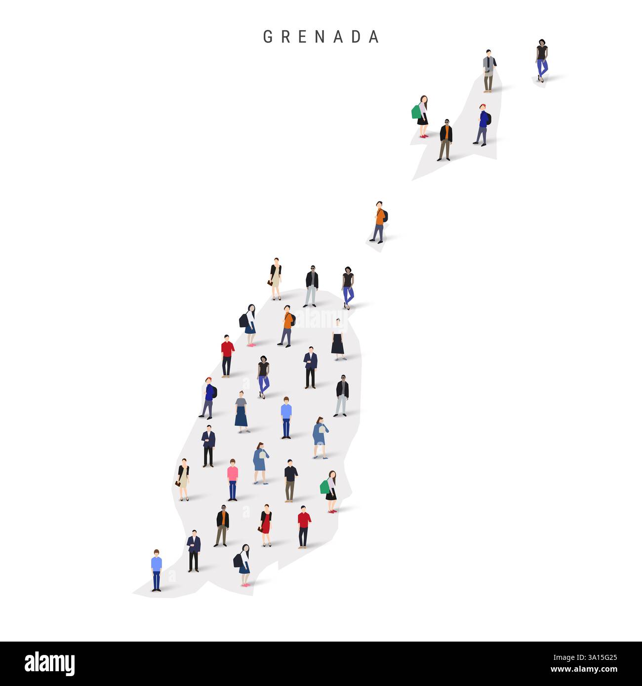Grenada population map. Large group of realistic a diverse crowd of ...